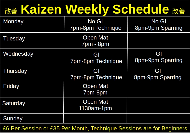 Class Time Table – Kaizen Brazlian Jiu-jitsu
